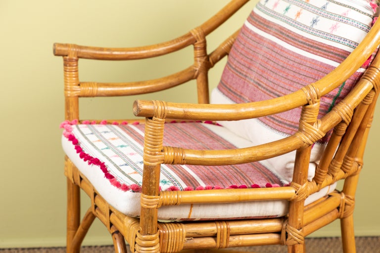 Vintage Rattan Chair with Injiri Cushions For Sale at 1stDibs | vintage ...