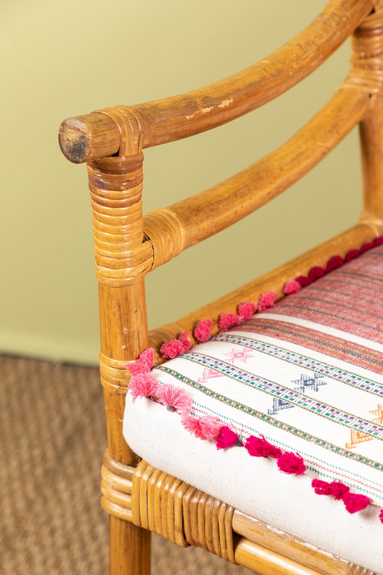 Vintage Rattan Chair with Injiri Cushions For Sale at 1stDibs | vintage ...