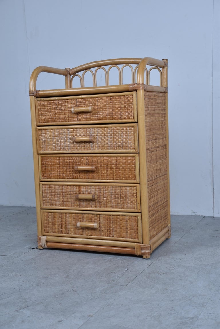 Vintage rattan chest of drawers, 1970s For Sale at 1stDibs