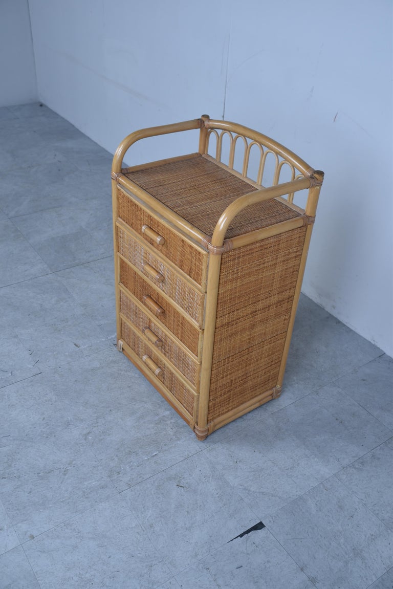 Vintage rattan chest of drawers, 1970s For Sale at 1stDibs