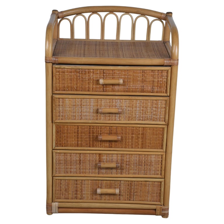Vintage rattan chest of drawers, 1970s For Sale at 1stDibs