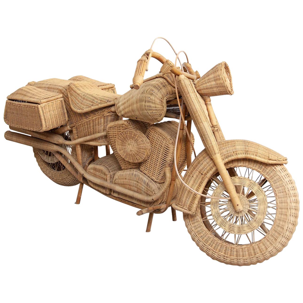 1960s Lifesize Woven Rattan Motorcycle at 1stDibs