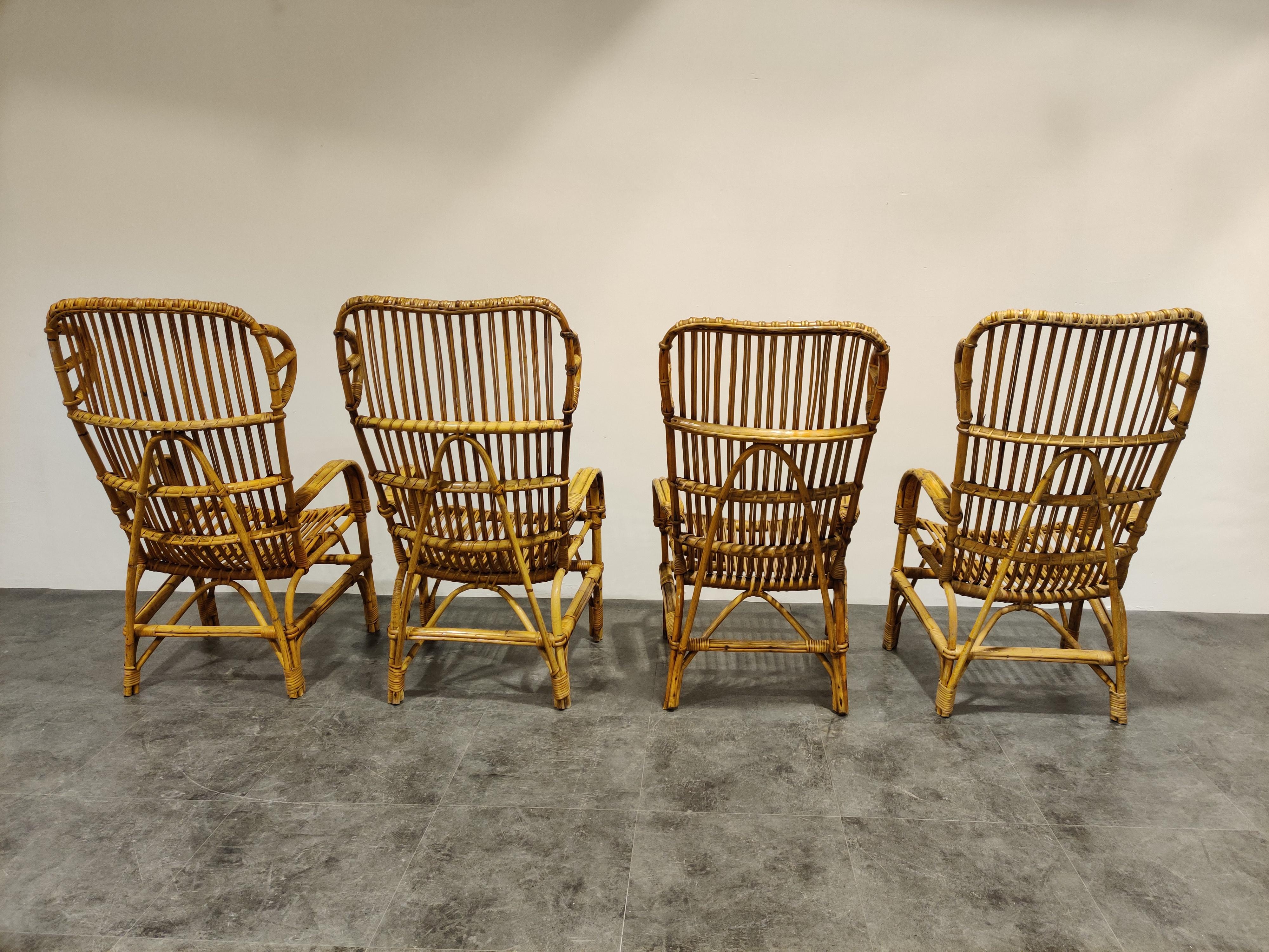 Vintage Rattan High Back Lounge Chairs, 1960s at 1stDibs | vintage high ...