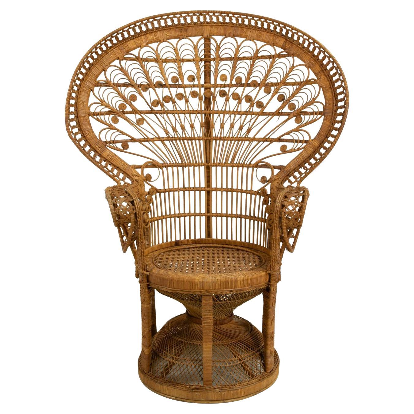 Vintage rattan peacock chair For Sale at 1stDibs