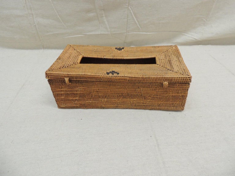 Vintage Rattan Rectangular Tissue Box Holder at 1stDibs
