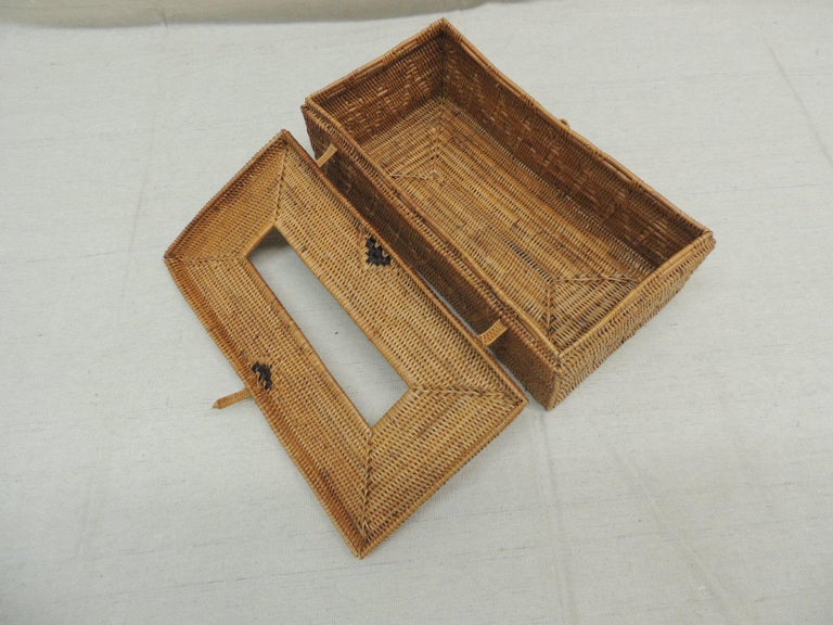Vintage Rattan Rectangular Tissue Box Holder at 1stDibs