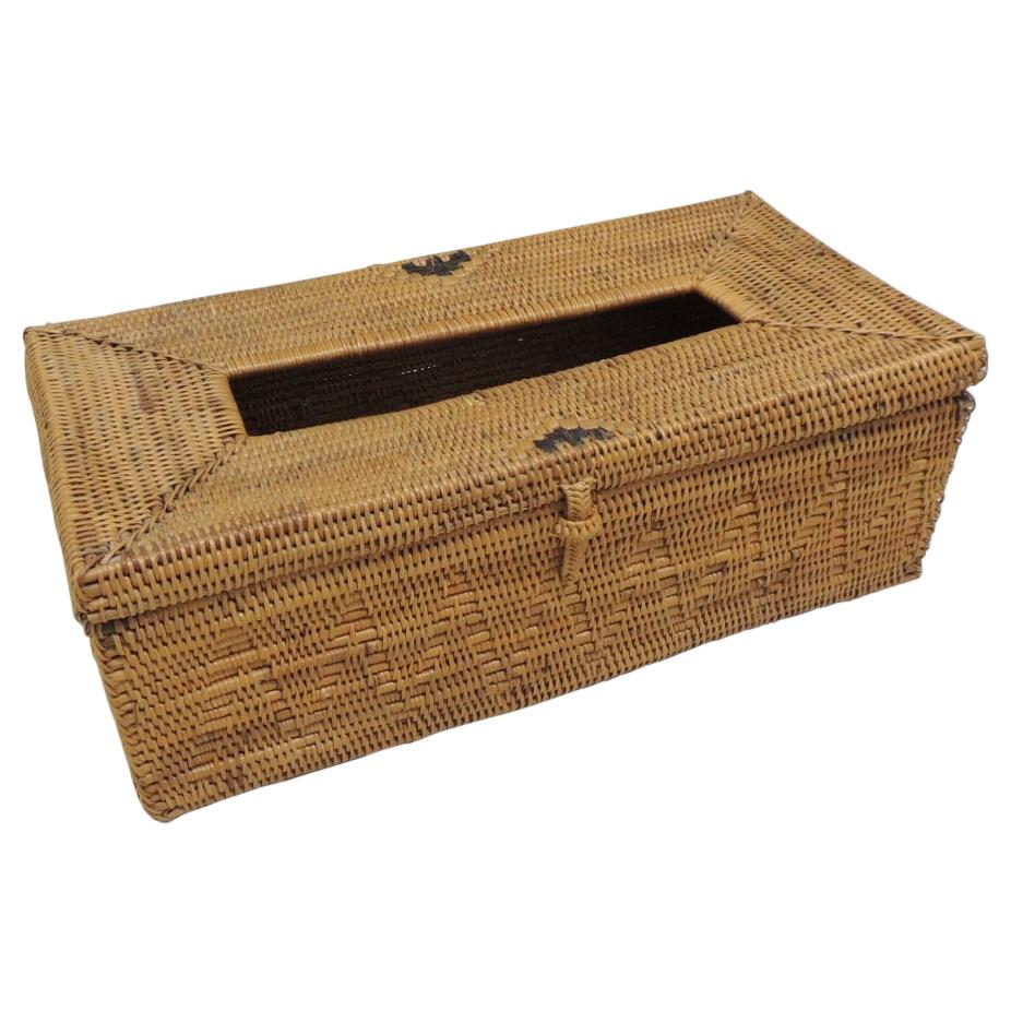 Vintage Rattan Rectangular Tissue Box Holder at 1stDibs