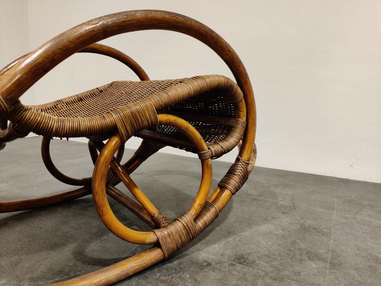 Vintage Rattan Rocking Chair, 1960s at 1stDibs