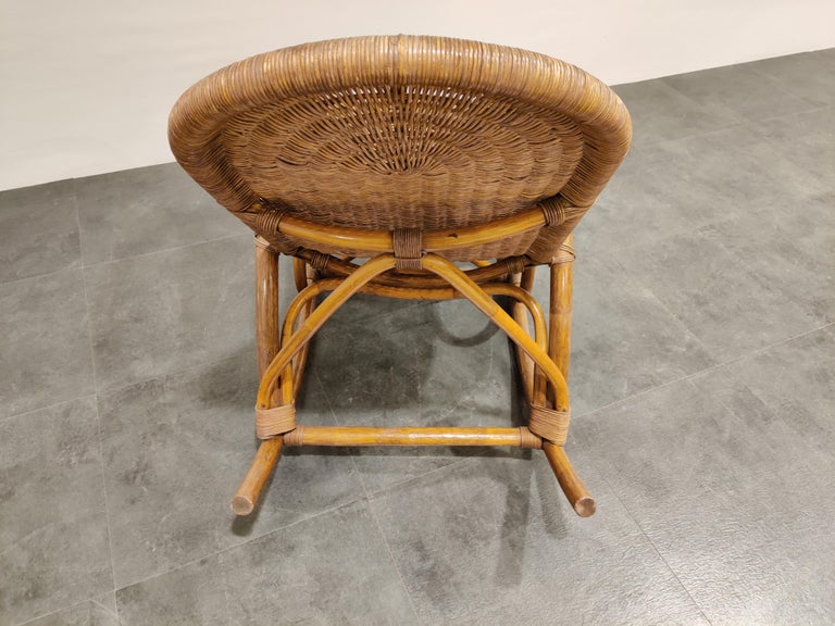 Vintage Rattan Rocking Chair, 1960s at 1stDibs