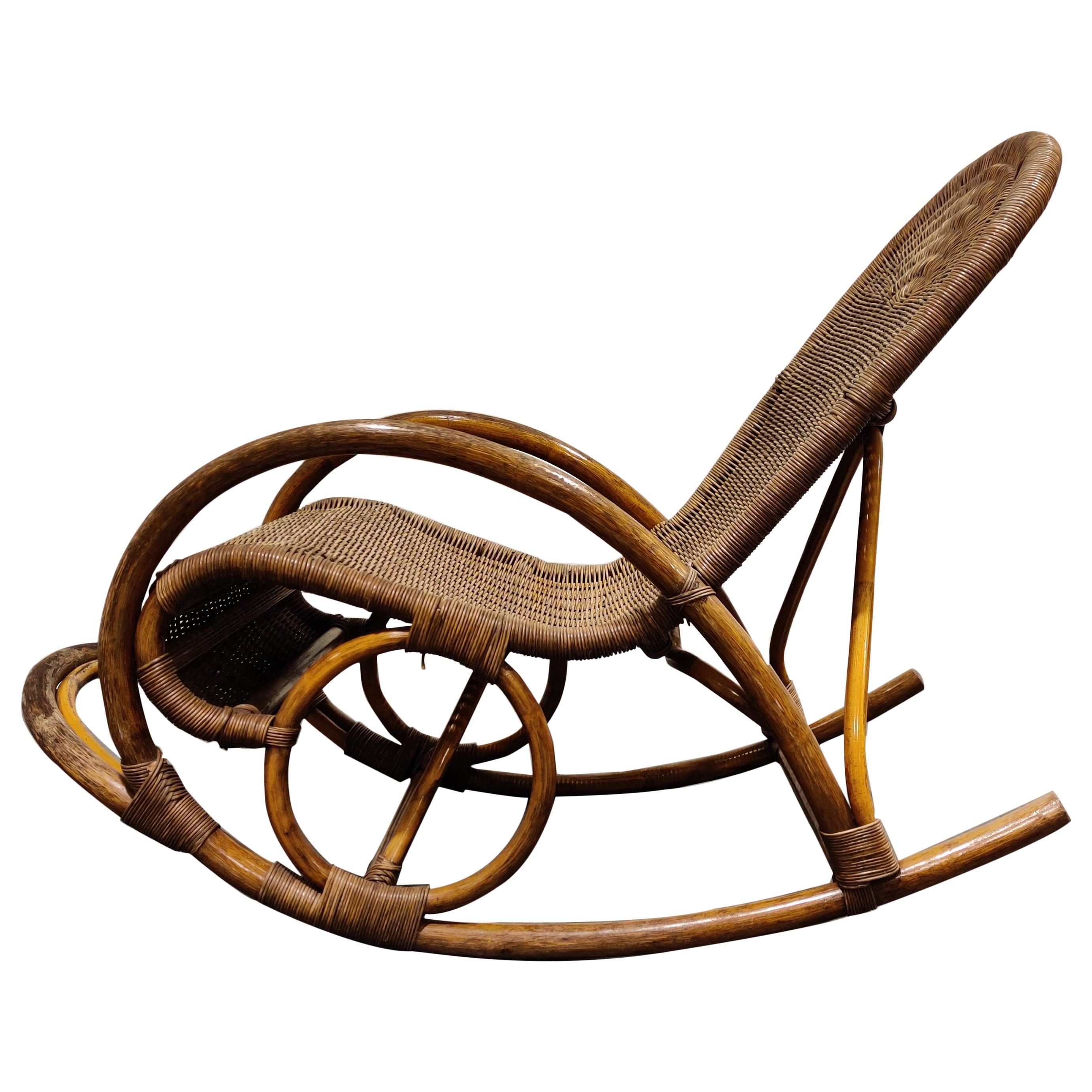 Vintage Rattan Rocking Chair, 1960s at 1stDibs