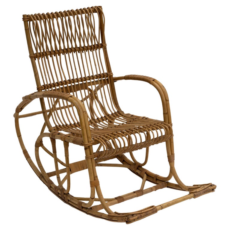 Vintage Rattan Rocking Chair at 1stDibs