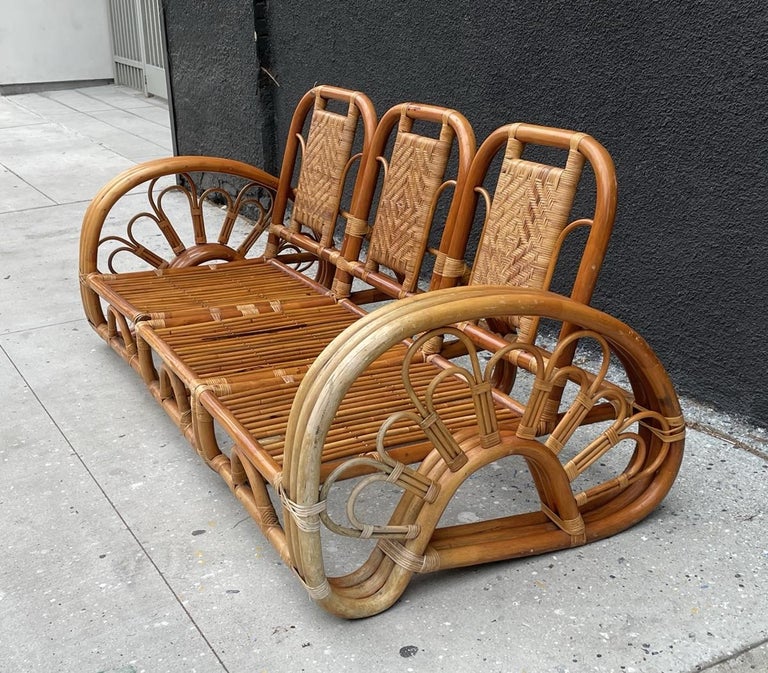 Vintage Rattan Sectional Sofa For Sale at 1stDibs