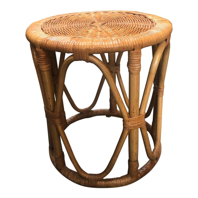 Vintage Rattan Side Table at 1stDibs | wicker side table vintage ...