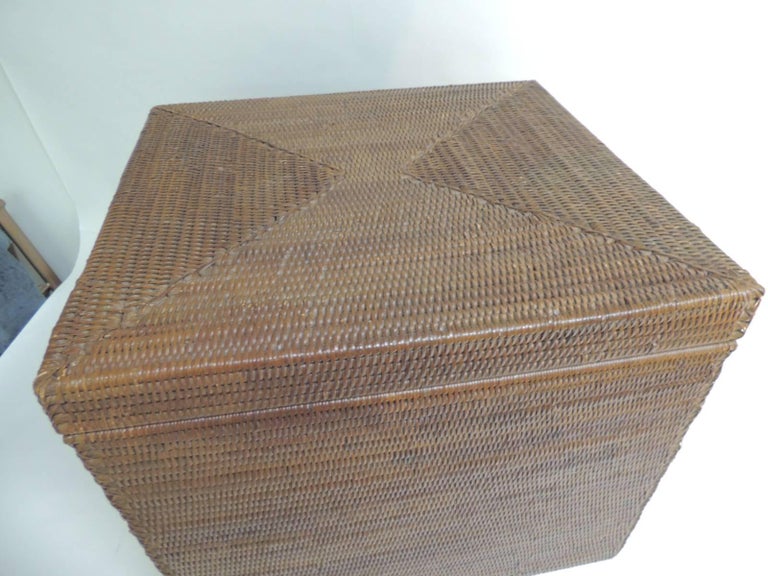 Vintage Rattan Square Lidded Side Tables 1 at 1stDibs
