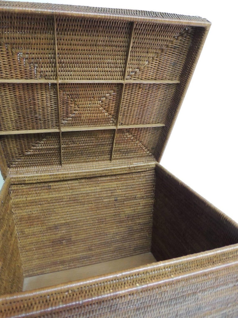 Vintage Rattan Square Lidded Side Tables 1 at 1stDibs