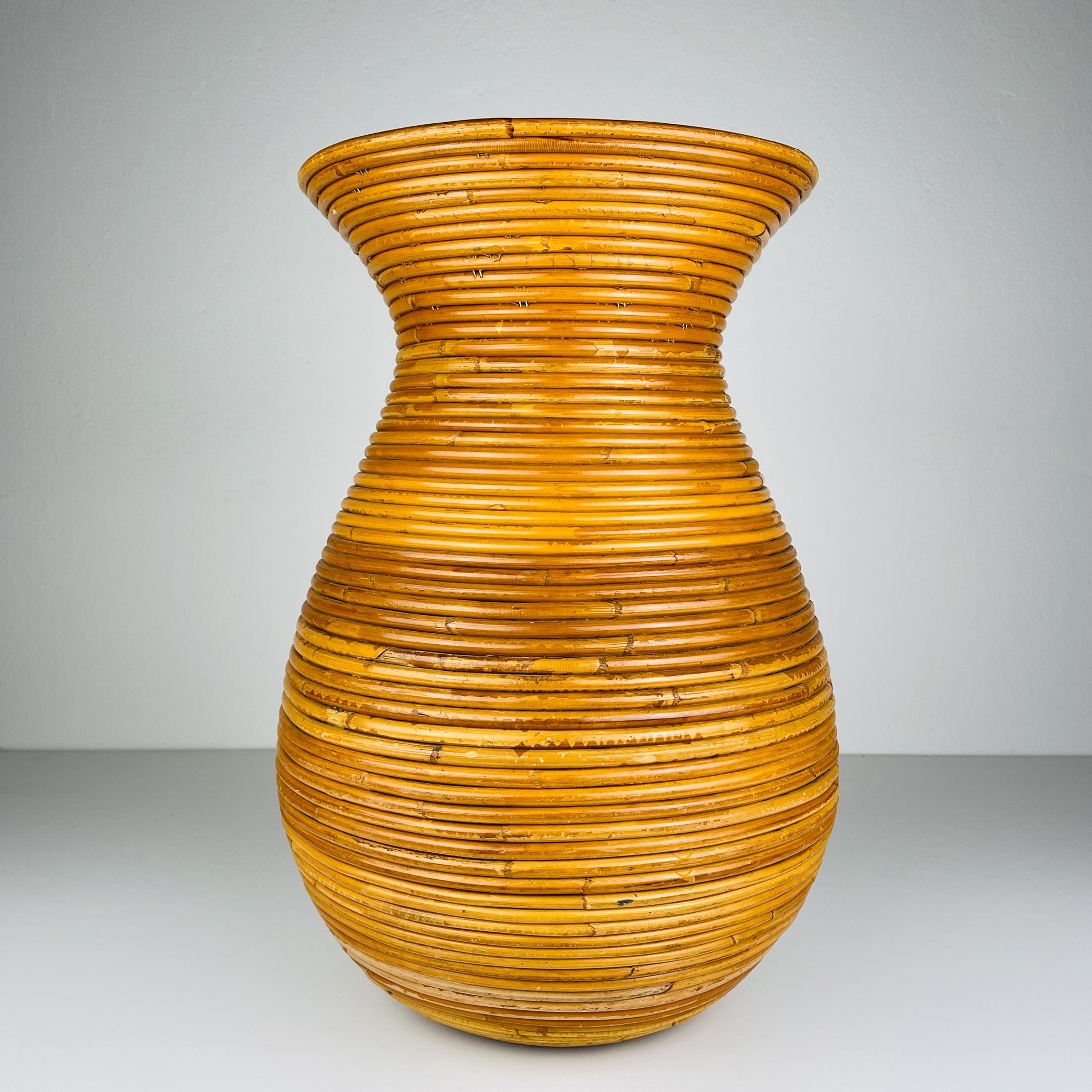 Vintage rattan vase, Gabriella Crespi Style, Italy 1970s For Sale at ...