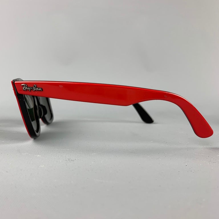 Vintage RAY-BAN Red Acetate Wayfarer Sunglasses at 1stDibs