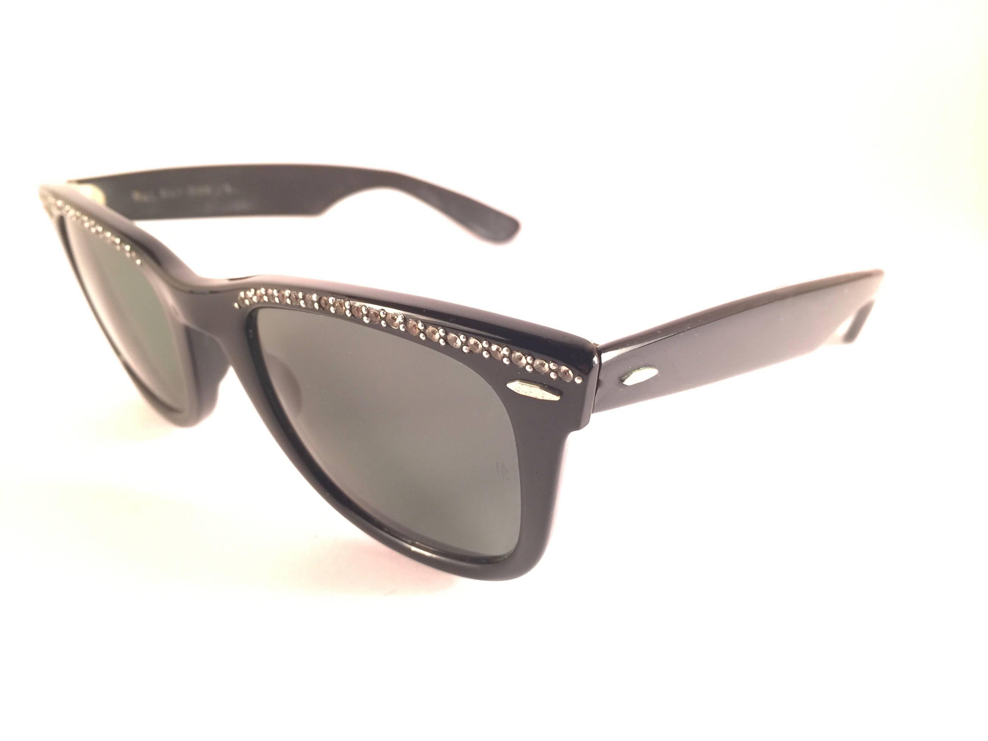 Vintage Ray Ban Wayfarer B&L Black Rhinestone Edition Rare Collector ...