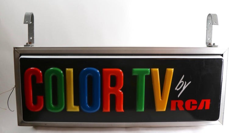 Vintage RCA COLOR TV Sign at 1stDibs | color tv by rca sign, vintage rca tv
