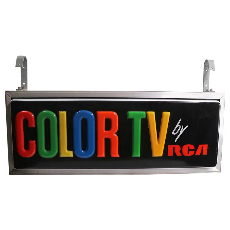 Vintage RCA COLOR TV Sign at 1stDibs