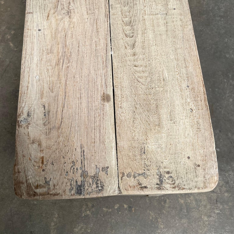 Vintage Reclaimed Bleached Wood Bench Farm House Style at 1stDibs