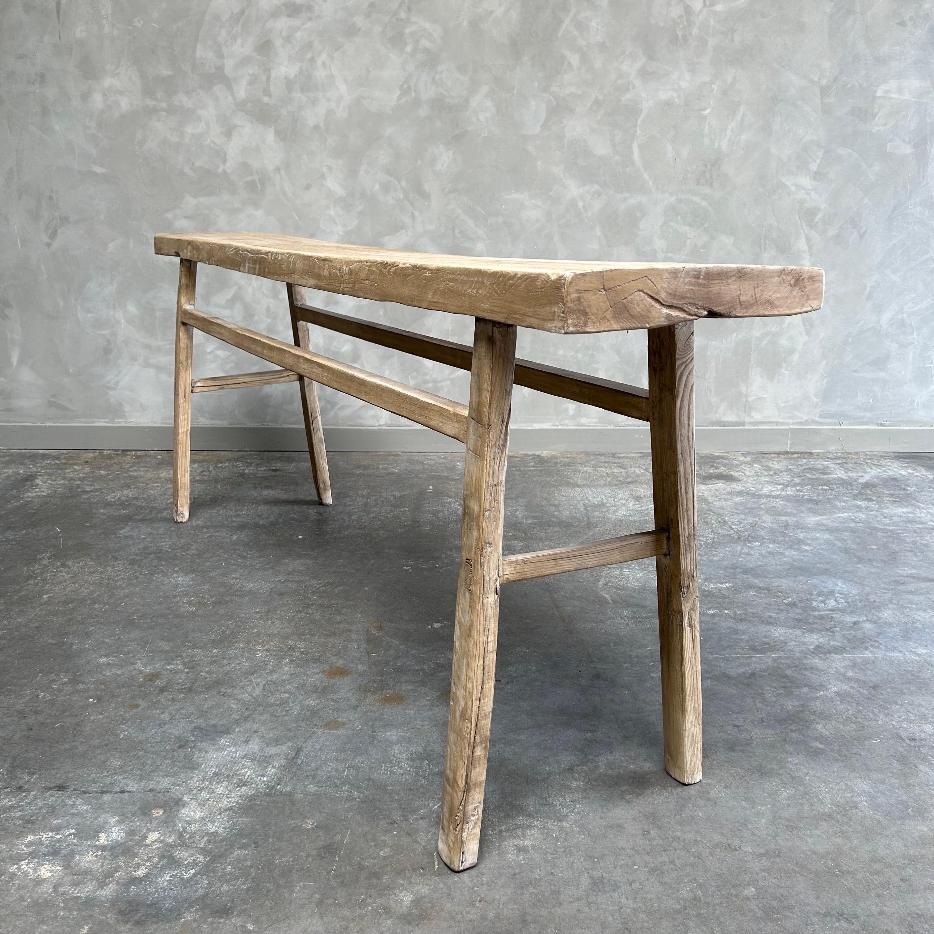 Vintage Reclaimed Elm Wood Console Table For Sale at 1stDibs