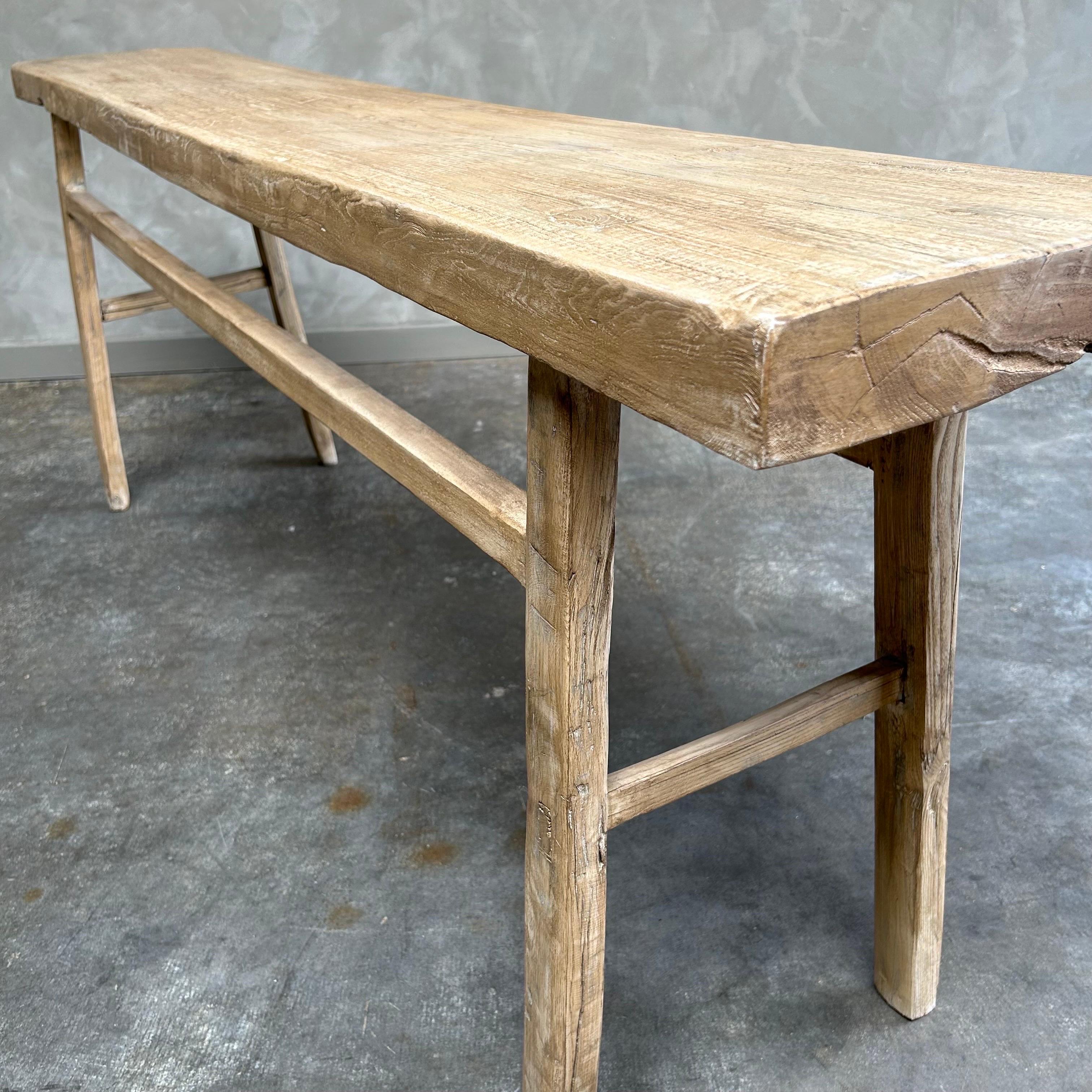 Vintage Reclaimed Elm Wood Console Table For Sale at 1stDibs