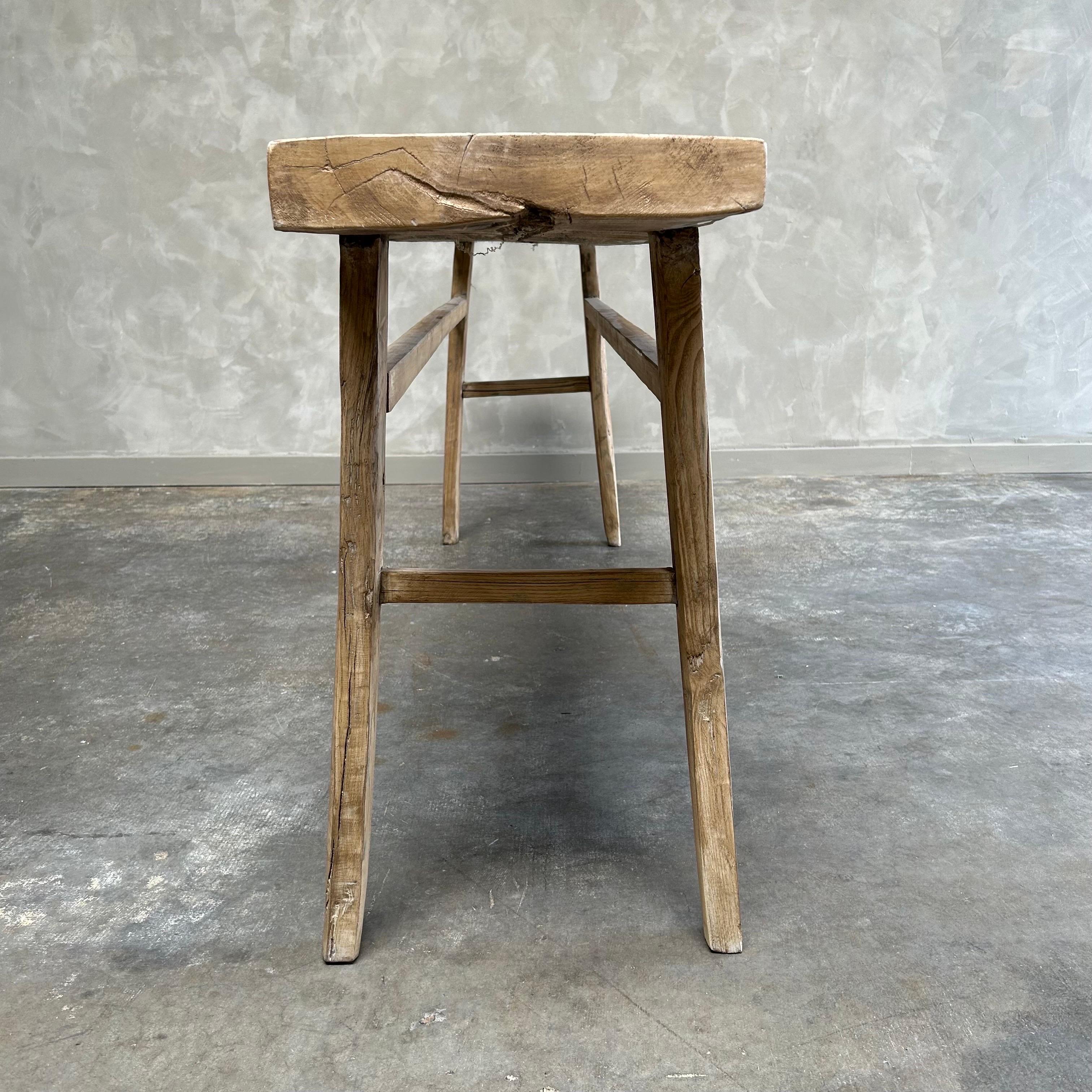 Vintage Reclaimed Elm Wood Console Table For Sale at 1stDibs