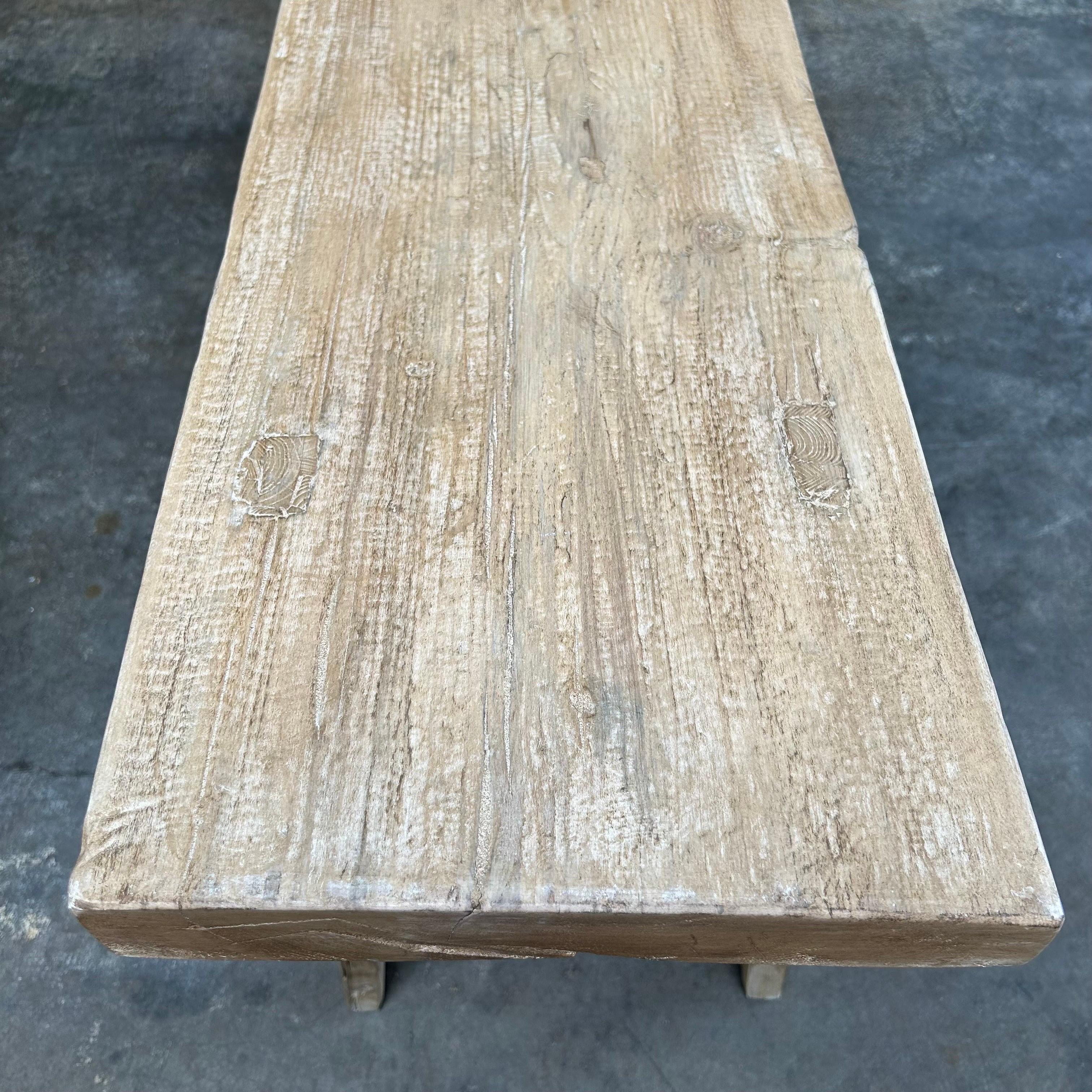 Vintage Reclaimed Elm Wood Console Table For Sale at 1stDibs