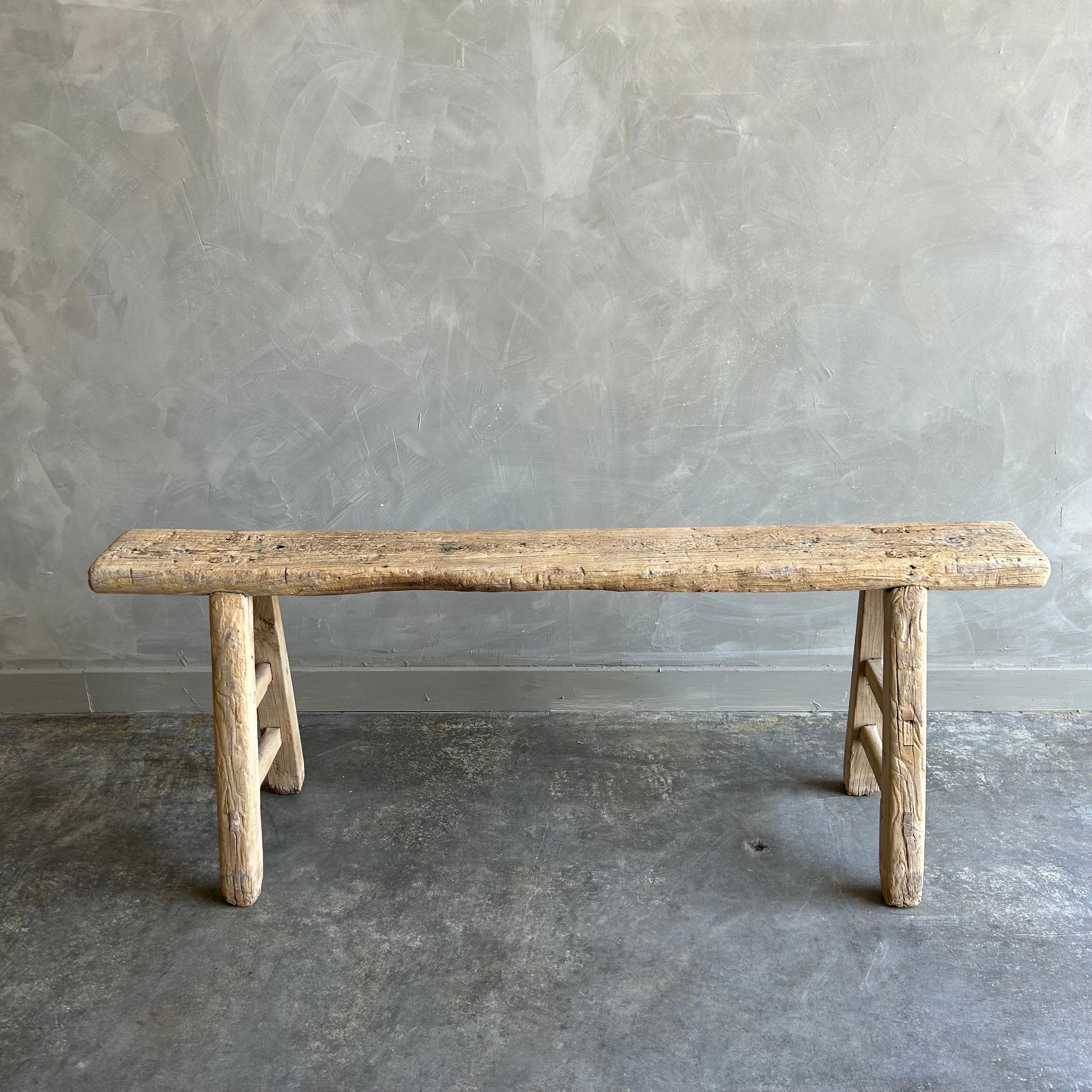 Vintage Reclaimed Elm Wood Skinny Bench For Sale at 1stDibs | reclaimed ...