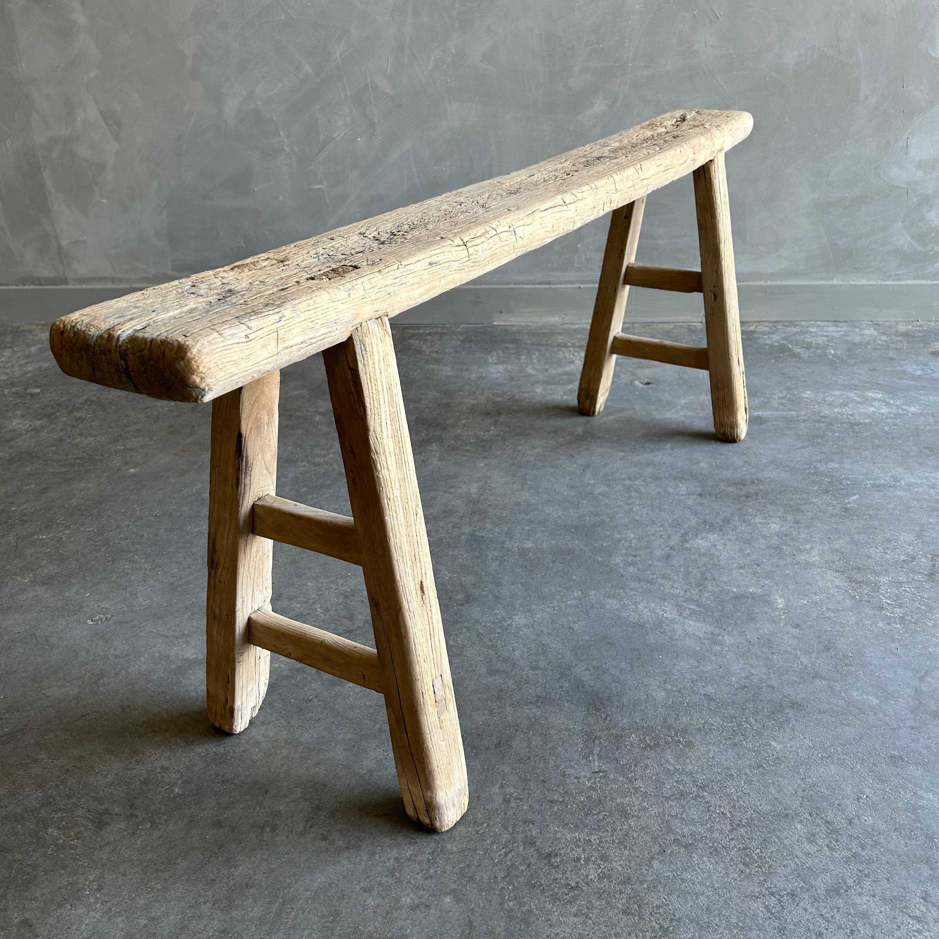 Vintage Reclaimed Elm Wood Skinny Bench For Sale at 1stDibs | reclaimed ...