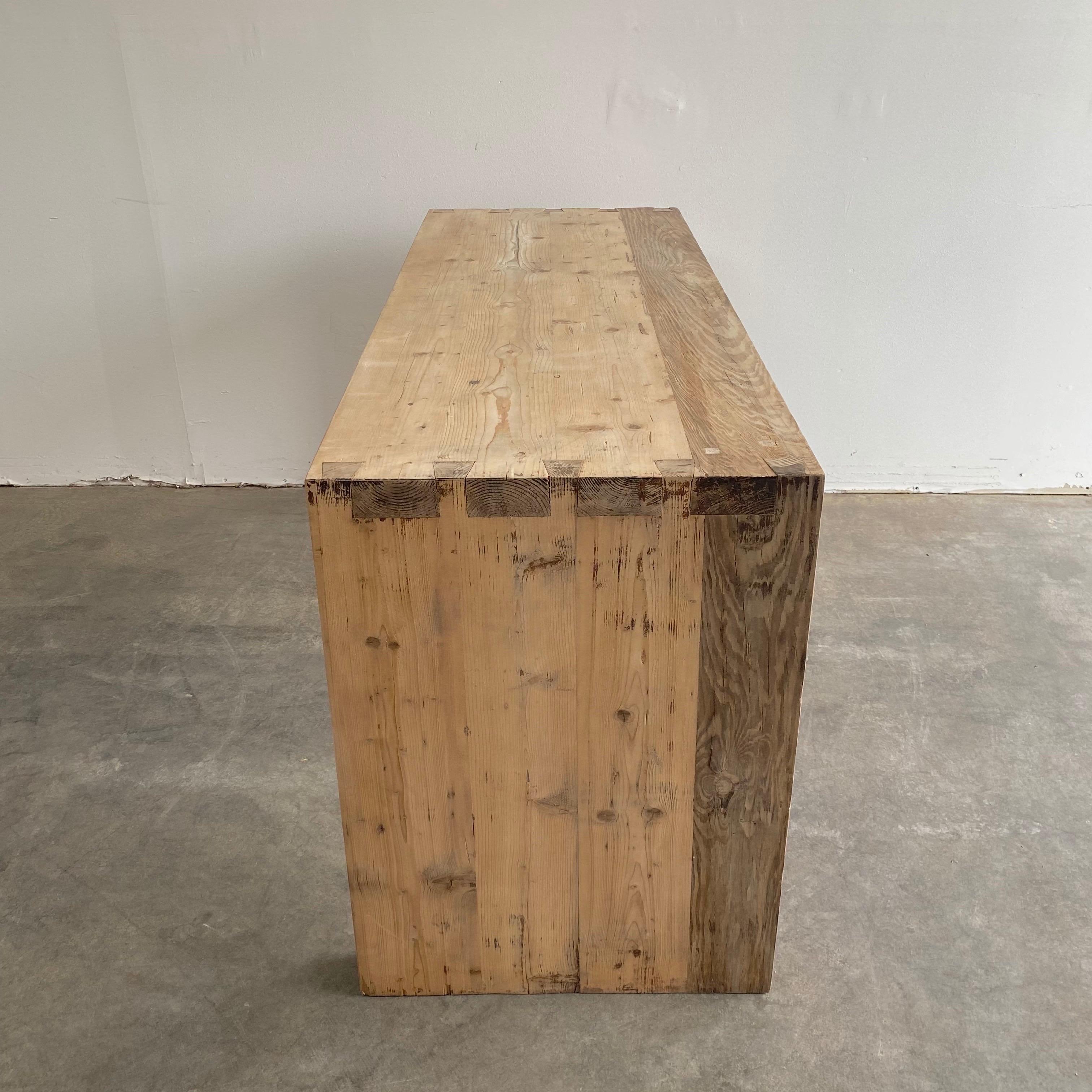 Vintage Reclaimed Wood Waterfall Elm Wood Console Table or Desk For ...