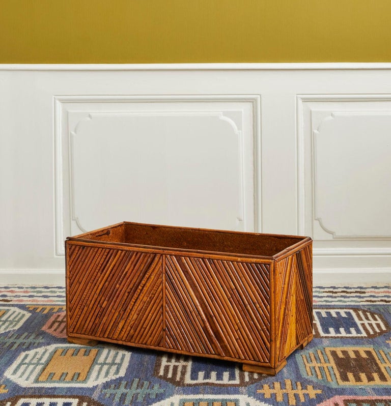 Vintage Rectangular Bamboo Flower Planter, Italy, 1950s For Sale at 1stDibs
