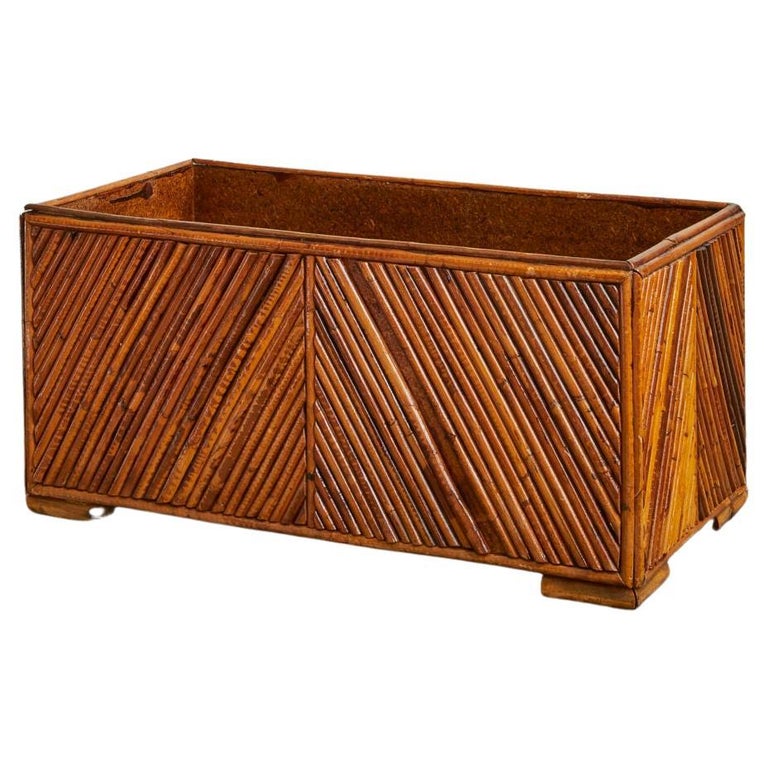 Vintage Rectangular Bamboo Flower Planter, Italy, 1950s For Sale at 1stDibs