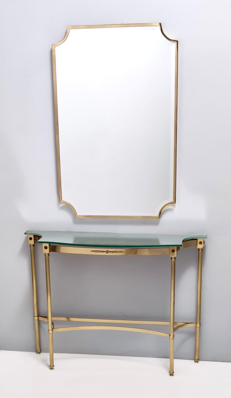 Vintage Rectangular Beveled Glass Wall Mirror with Brass Frame, Italy ...