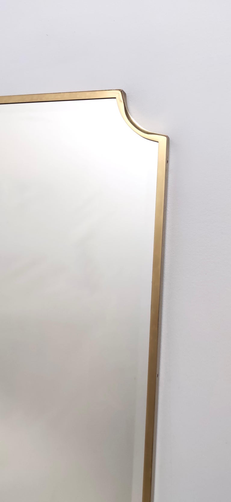 Vintage Rectangular Beveled Glass Wall Mirror with Brass Frame, Italy ...