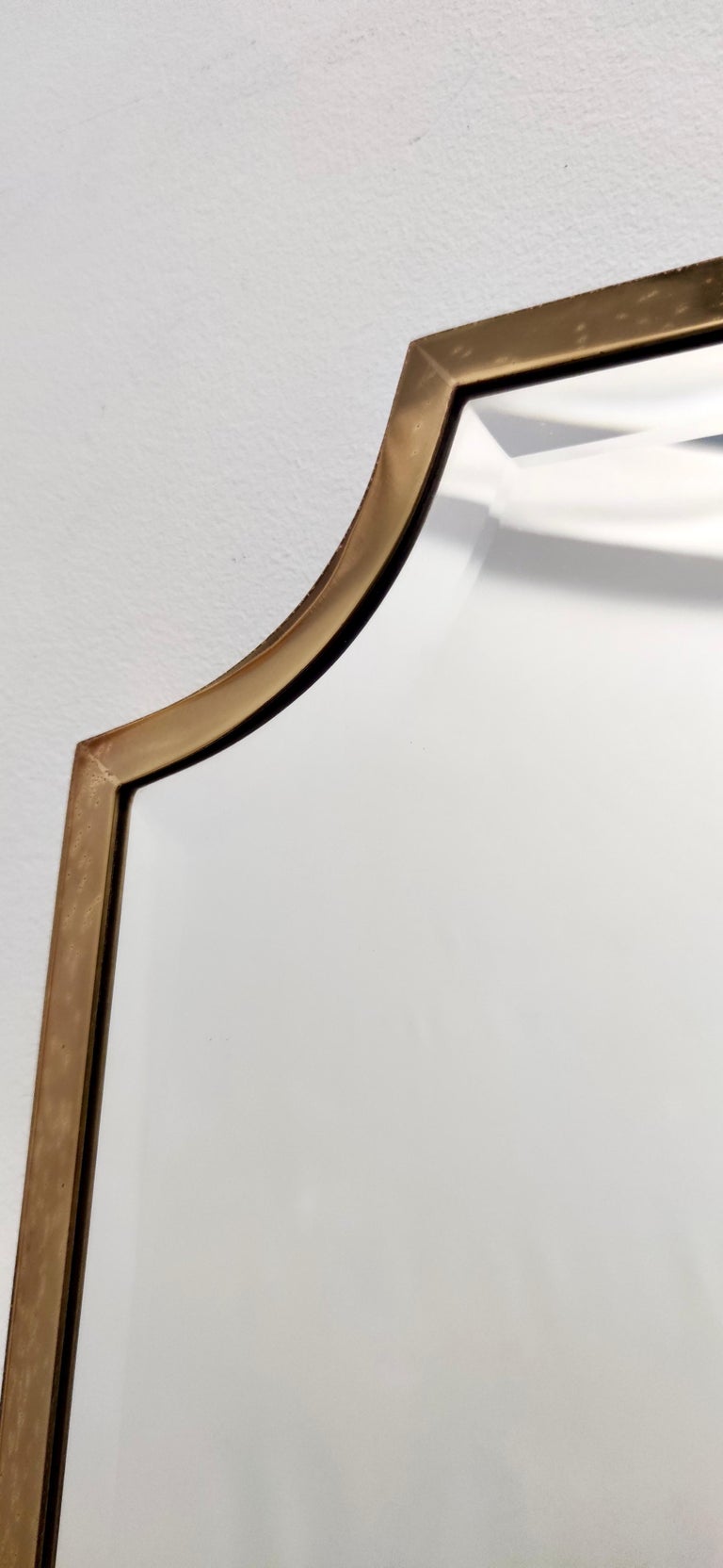 Vintage Rectangular Beveled Glass Wall Mirror with Brass Frame, Italy ...
