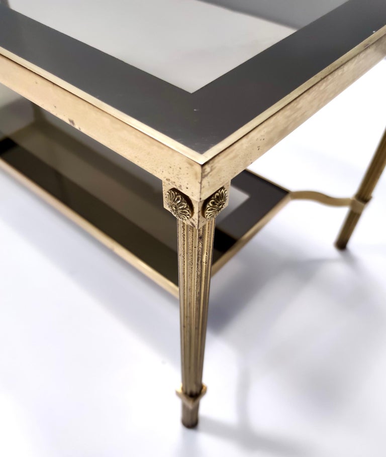 Vintage Rectangular Brass Coffee Table with Mirrored Glass Edges, Italy ...