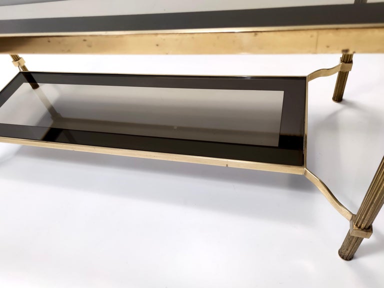 Vintage Rectangular Brass Coffee Table with Mirrored Glass Edges, Italy ...