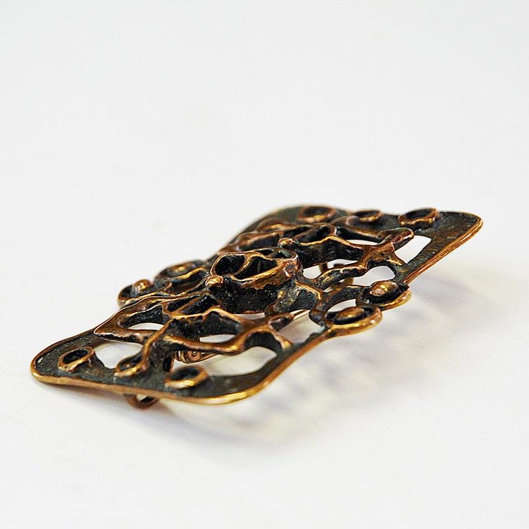 Vintage Rectangular Bronze Brooch by Uni David-Andersen for D.a. Norway ...