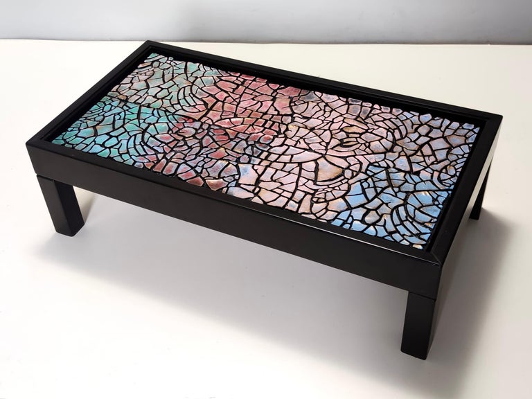 Vintage Rectangular Lacquered Beach Coffee Table with Colorful Plaster ...