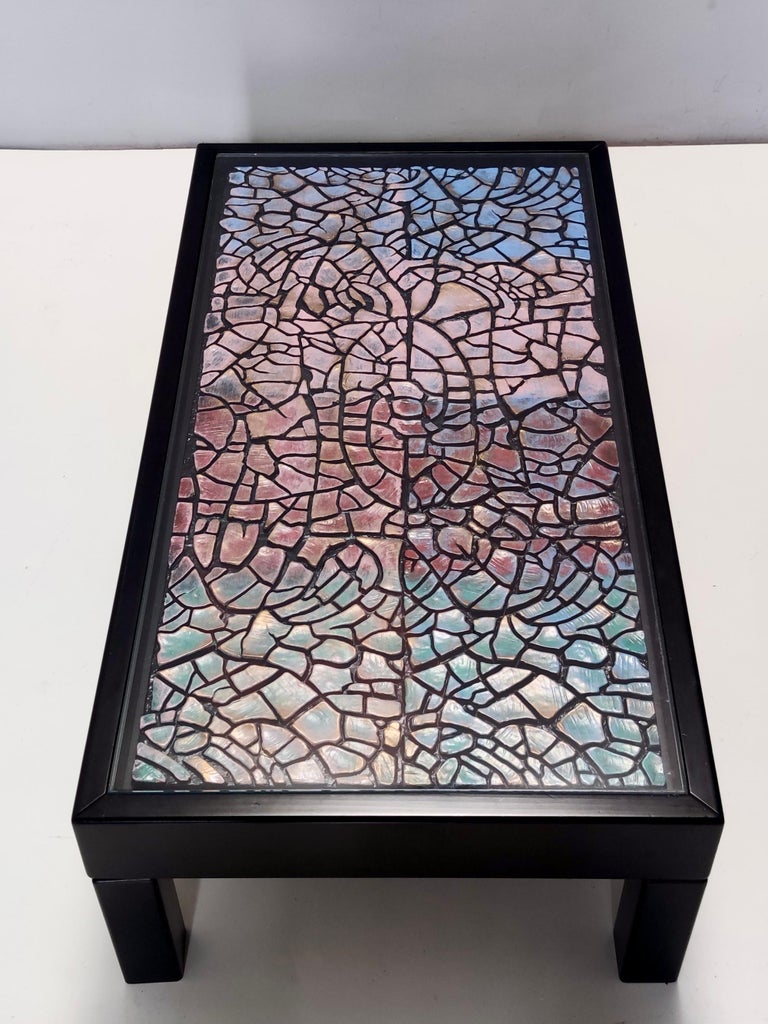 Vintage Rectangular Lacquered Beach Coffee Table with Colorful Plaster ...