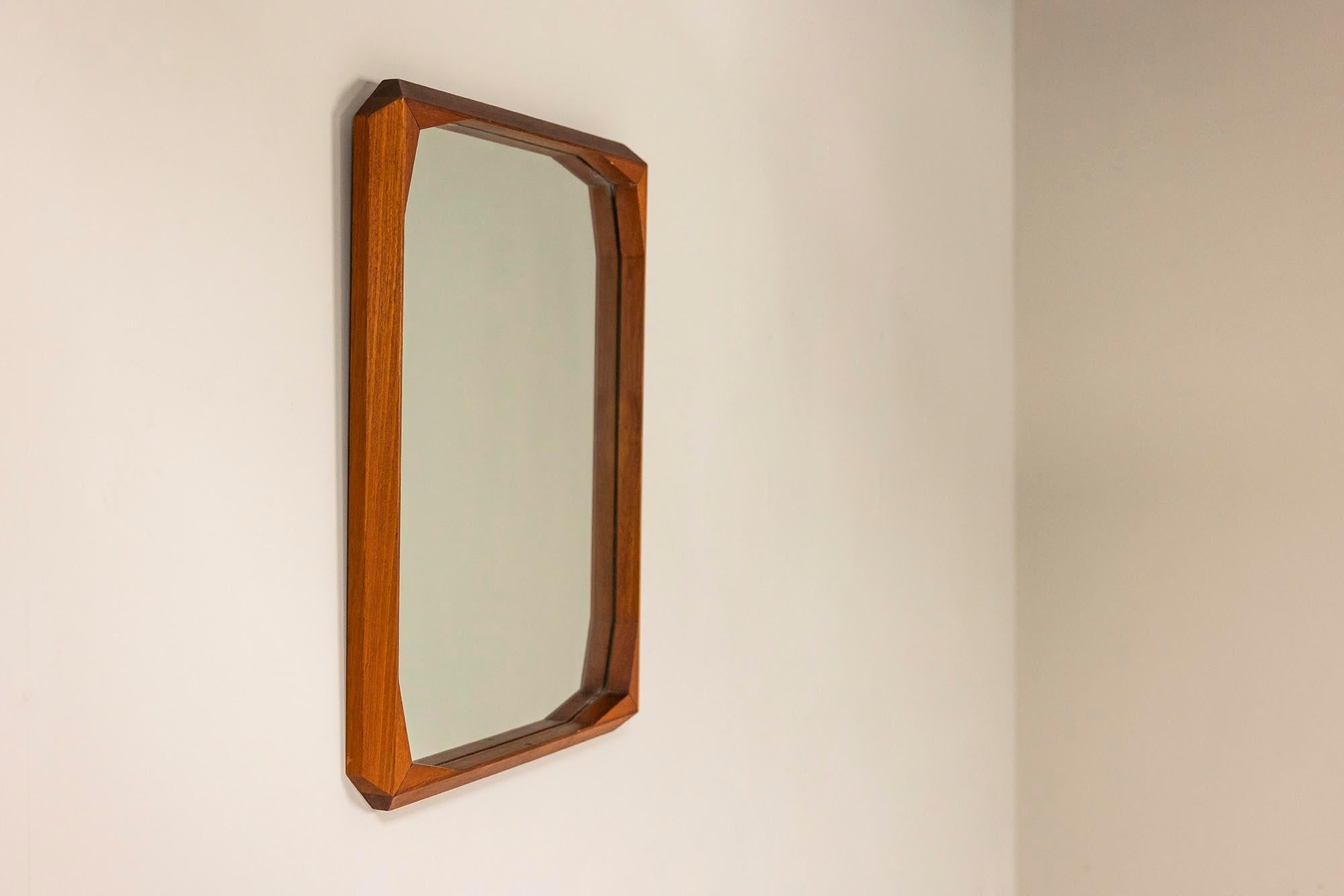 Vintage Rectangular Mirror with Teak Frame, Italy 1960s For Sale at 1stDibs