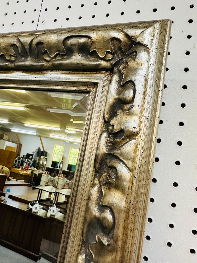 Vintage Rectangular Silver Floor Mirror For Sale at 1stDibs