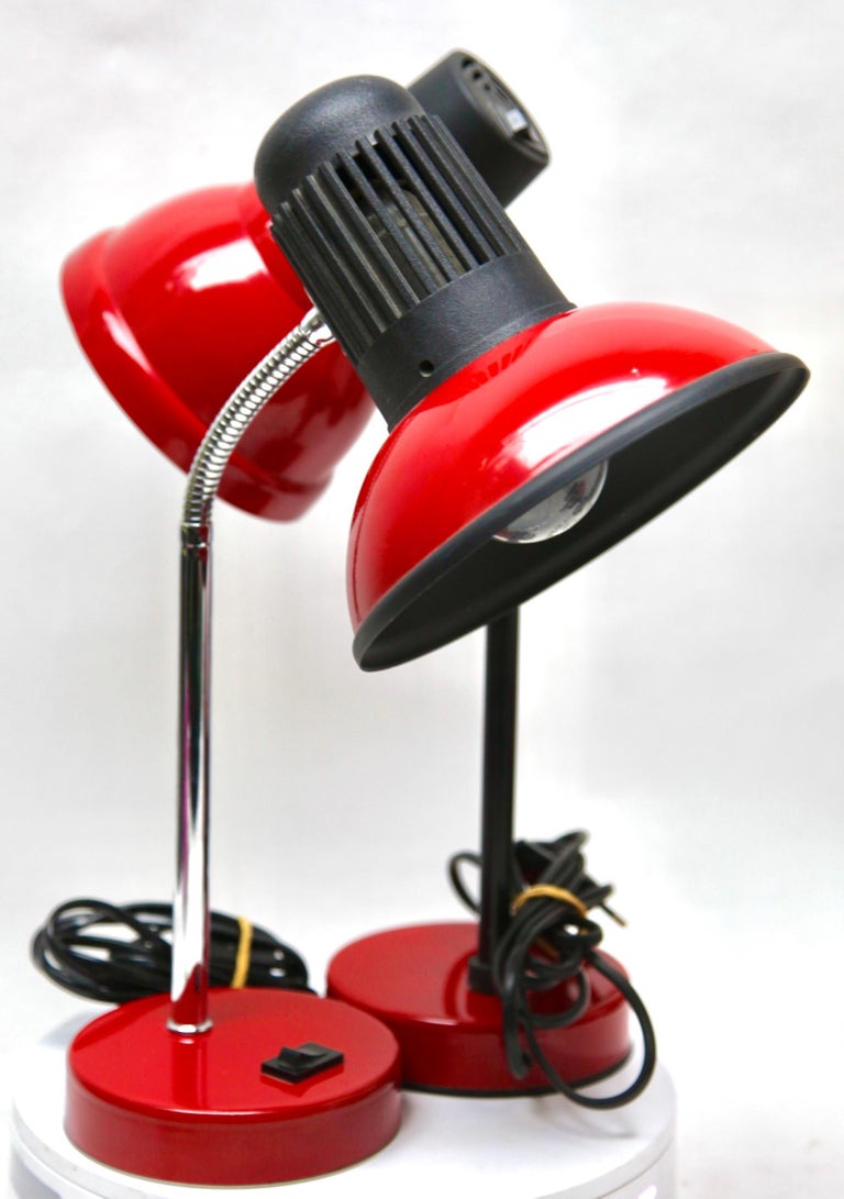 Vintage Red Adjustable Desk/Side Table Lamp by Massive Whit Label ...