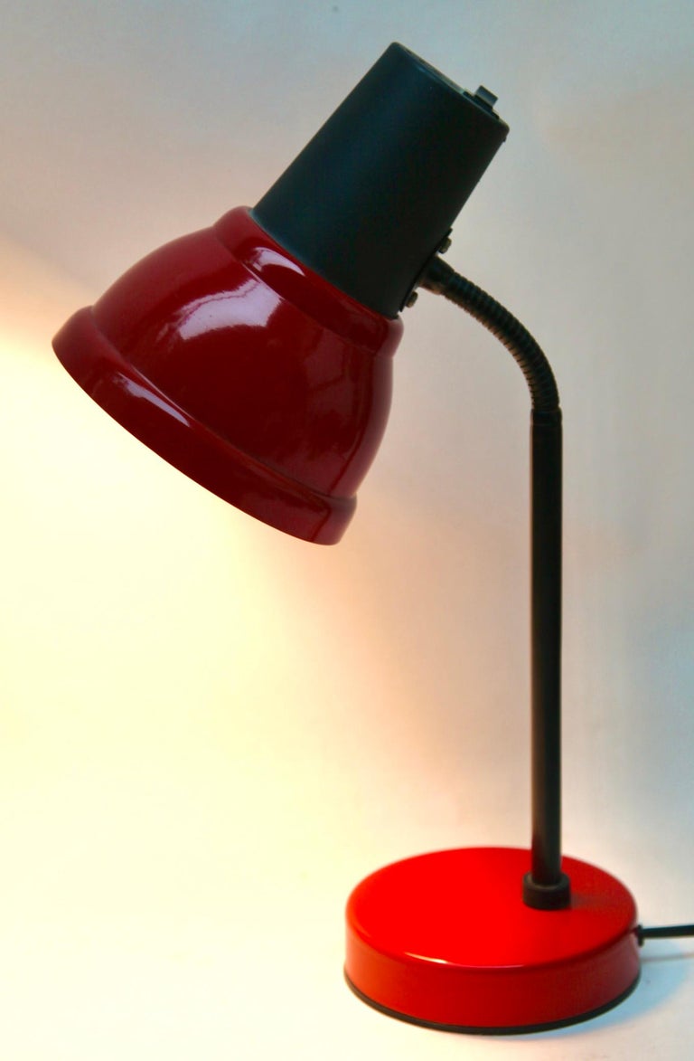 Vintage Red Adjustable Desk/Side Table Lamp by Massive Whit Label ...