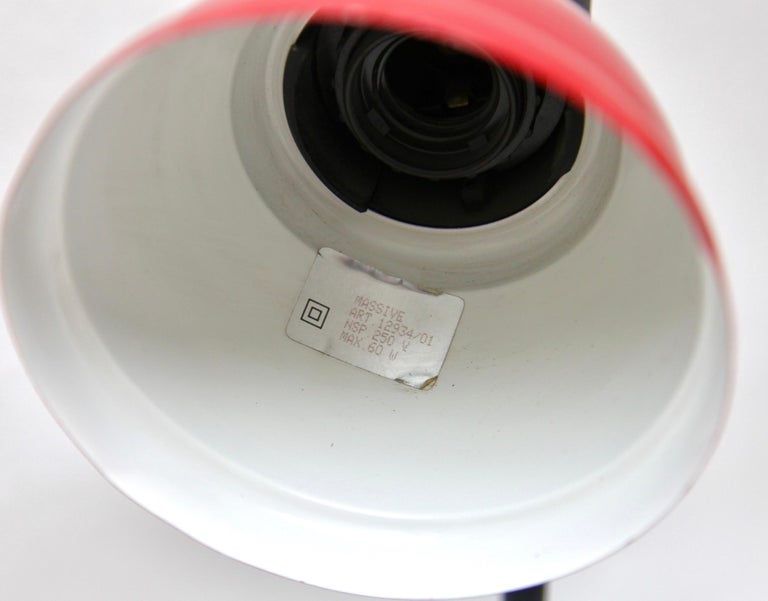 Vintage Red Adjustable Desk/Side Table Lamp by Massive Whit Label ...