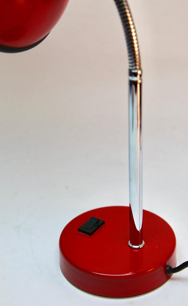 Vintage Red Adjustable Desk/Side Table Lamp by Massive Whit Label ...