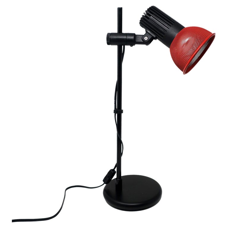 Vintage Red and Black Desk Lamp with Metal Shade For Sale at 1stDibs