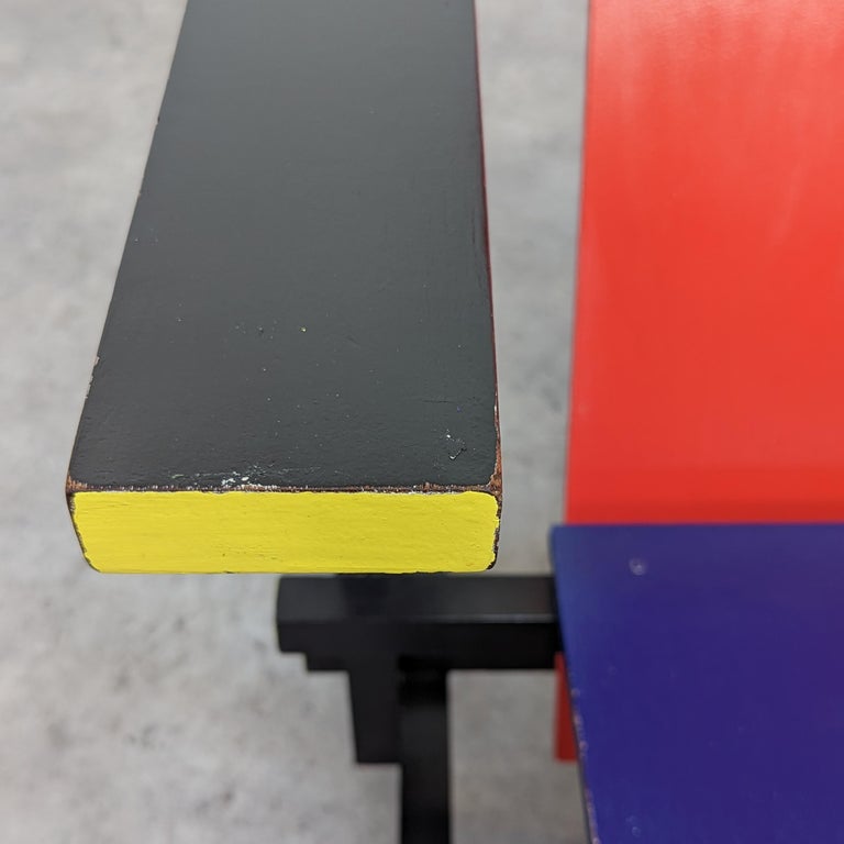 Vintage Red and Blue Chair by Gerrit Rietveld For Sale at 1stDibs
